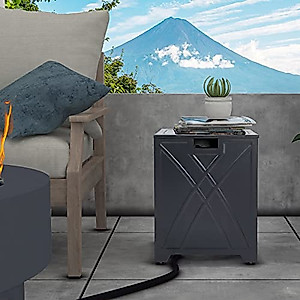 BAIDE HOME Propane Tank Cover Table, Square Propane Tank Holder Hideaway for 20 lb Propane Tank, Gas Tank Storage Side Table - Carbon Gray