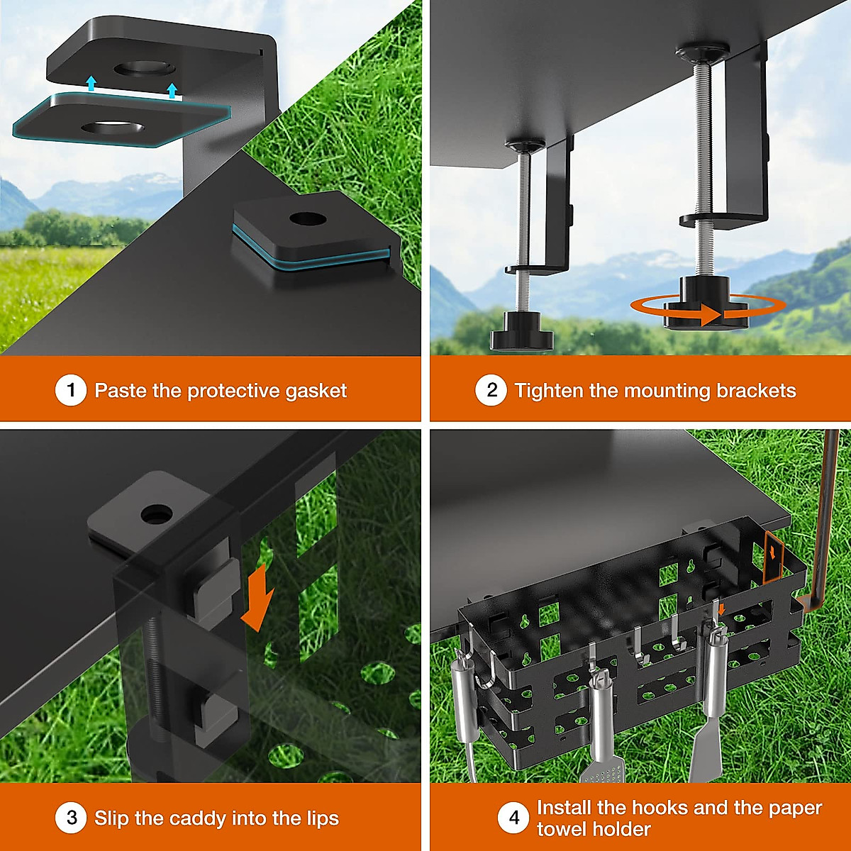 MeWeBlue Griddle Caddy for Blackstone Griddle Accessories Storage, Space Saving Grill Accessories Holder, BBQ Accessories Organizer for Blackstone 28”/36” Griddle, BBQ Caddy with a Paper Towel Holder