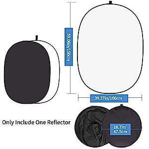 5X3.3 ft (1.5mX1m) 2 in 1 Cotton Muslin Black White Collapsible Reflector Backgrounds Portable Collapsible Reversible Photography Backdrop with Carrying Bag
