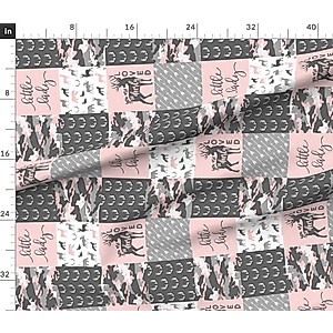 Spoonflower Fabric - You Loved Little Lady Pink Grey Camo Woodland Patchwork Girl Printed on Petal Signature Cotton Fabric by The Yard - Sewing Quilting Apparel Crafts Decor