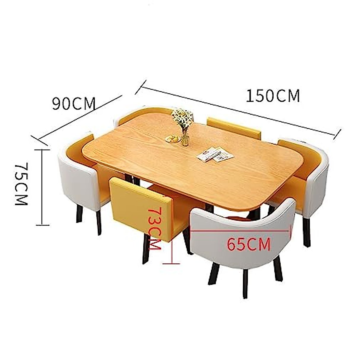 MAxba Office Conference Table Rectangle Dining Table with 6 Chairs Business Reception Table Set 90 * 150cm Space-Saving Negotiation Table (Color : Pink)