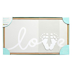 Pearhead Framed Babyprints Baby Footprint Love Canvas, Gender Neutral Nursery Decor for Baby Girl or Baby Boy, DIY Baby Keepsake, Gray