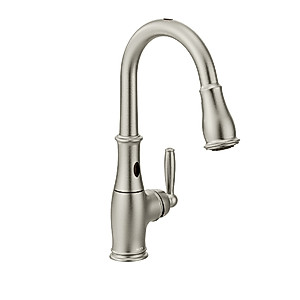 Moen Brantford Spot Resist Stainless Motionsense Two-Sensor Touchless One-Handle High Arc Pulldown Kitchen Faucet Featuring Reflex Docking System, 7185ESRS