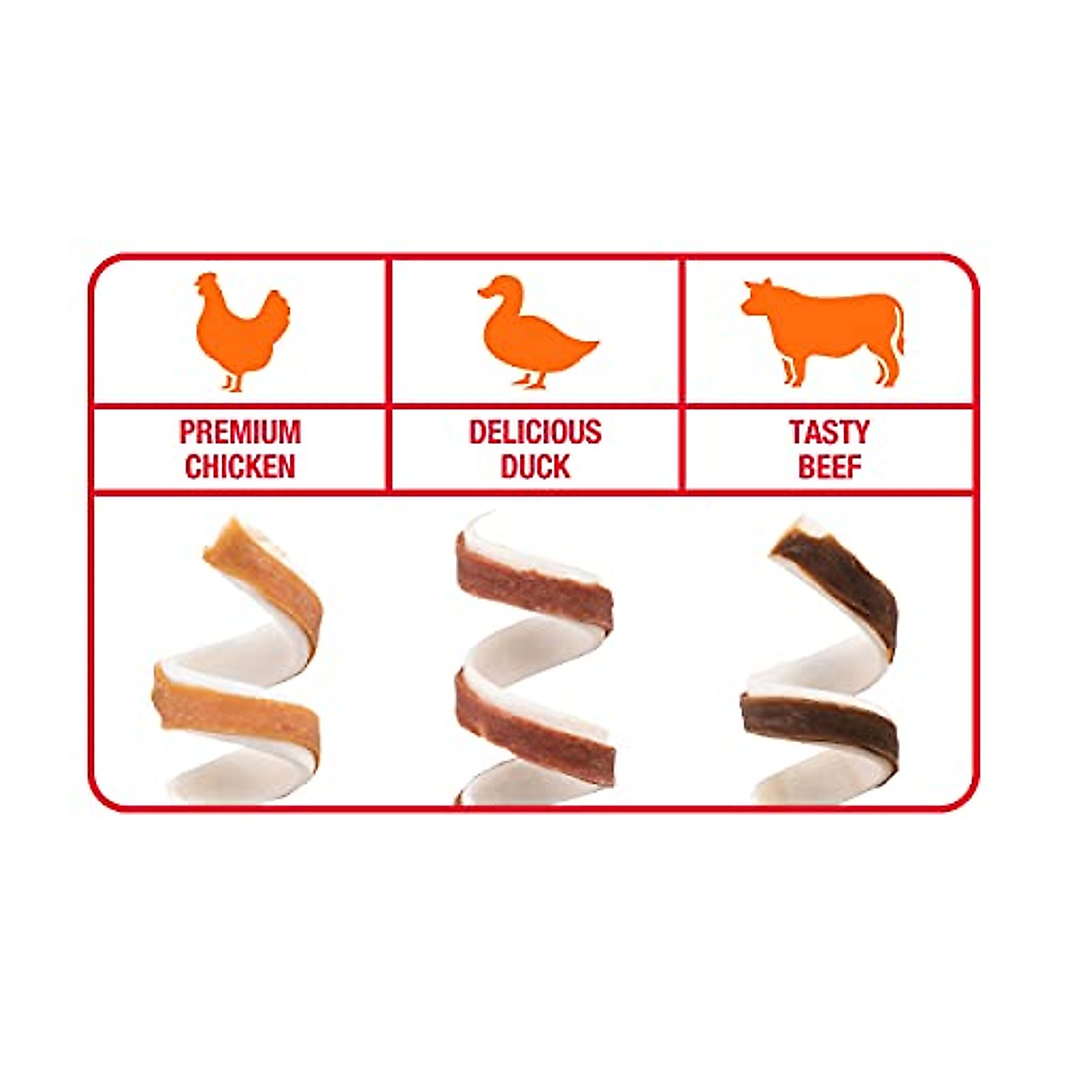 Good ‘n’ Fun Triple Flavor Spirals Variety Pack, 15 Count, Rawhide Chews for Dogs, 3 Savory Flavors