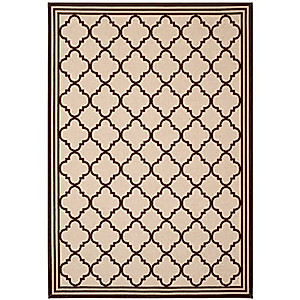 SAFAVIEH Linden Collection 8' x 10' Red/Cream LND121Q Trellis Indoor/ Outdoor Non-Shedding Easy-Cleaning Patio Backyard Porch Deck Mudroom Area Rug