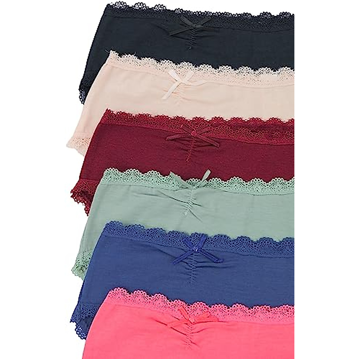 ToBeInStyle Women's 6 Pack Lacey Edge 2 Cotton Hipster Panties - Medium