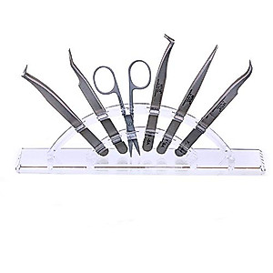 BNP Tweezers Display Stand Durable Acrylic Eyelash Extension Tools Holder Tweezer Transparent Scraper Organize Rack 6 Holes White