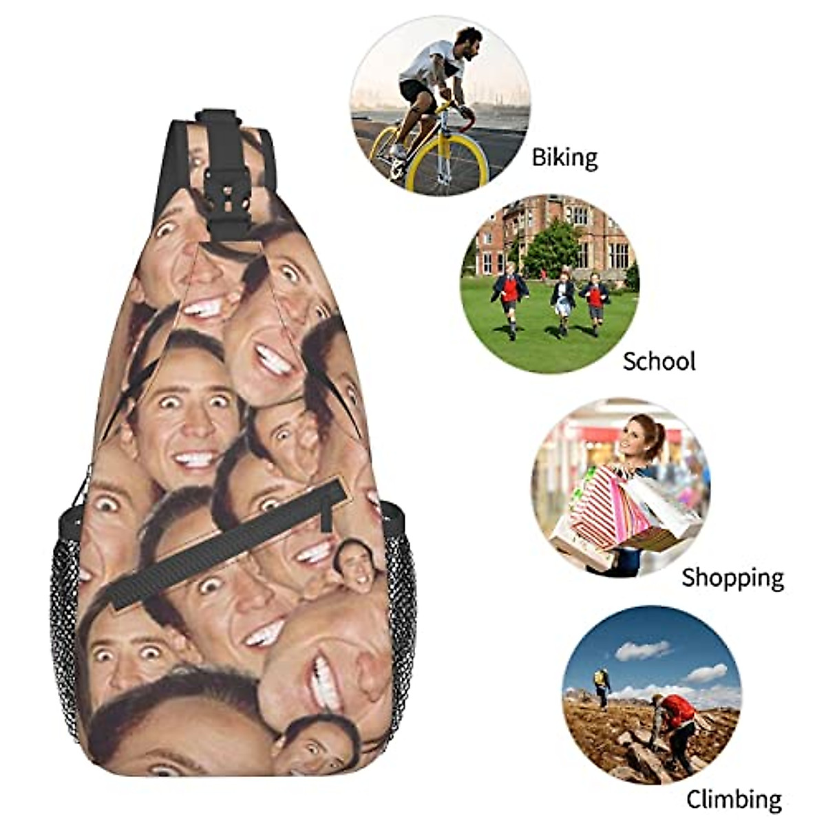 Nicolas Cage Crossbody Bag,Sling Shoulder Backpack, for Outdoor Travel,Sports,Camping,Hiking,Shoulder Bags