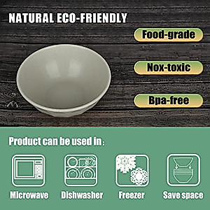 JSYMJSY Unbreakable Bowl Set, 26oz Wheat Straw Cereal Bowl, Large Plastic Bowl Reusable for Soup Noodle Salad, Lightweight for Kitchen Camping Picnic RV, Dishwasher & Microwave Safe, 4color