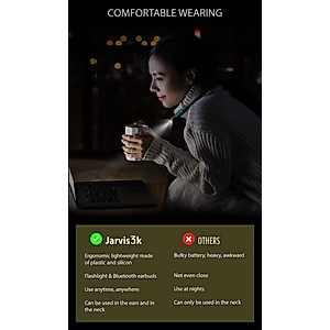 Jarvis 3k Flashlight Wireless Headphone Neckband Reading Light With Bluetooth Earbuds (Pink)