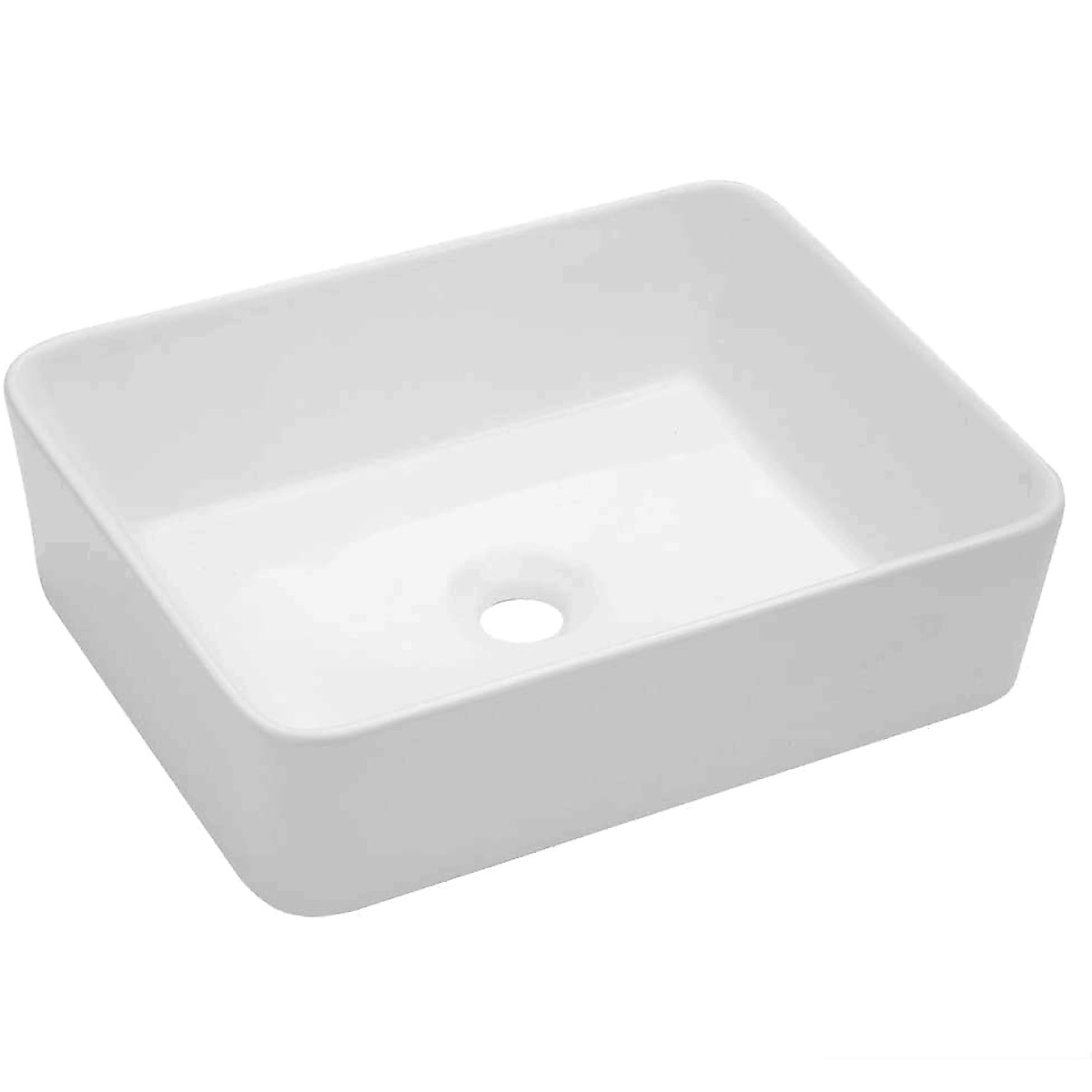 Vessel Sink Rectangular - Sarlai 19"x15" White Bathroom Sink Rectangle Above Counter Porcelain Ceramic Bathroom Vessel Vanity Sink Art Basin