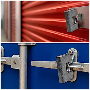 Kurtzy Heavy Duty Padlock with 4 Keys - Hardened Solid Steel Hardware Monoblock Lock - 12mm Thick Shackle - Protector Lock for Garage Door, Containers, Sheds, Shutters, Lockers, Gates and Warehouses