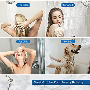 UCLIMAA High Pressure 48-Settings Shower Head with Handheld Shower,Drill-Free 3-Way Diverter for Easy Reach,Adjustable Height Slide Bar Dual Shower Head Combo Set - Brushed Nickel