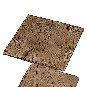 Ball & Cast Faux Wood Stump End Table Concrete Accent Side Table MgO Sofa Table Stand Stool, Natural Set of 1