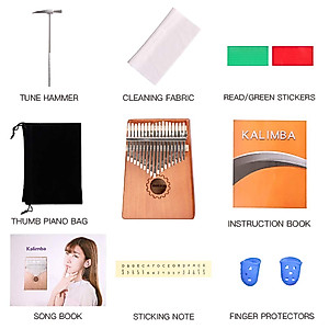 Handmade Gift, Kalimba Thumb Piano, Portable Finger Piano, Mini Musical Instrument with Bag including Study Instruction and Tune Hammer
