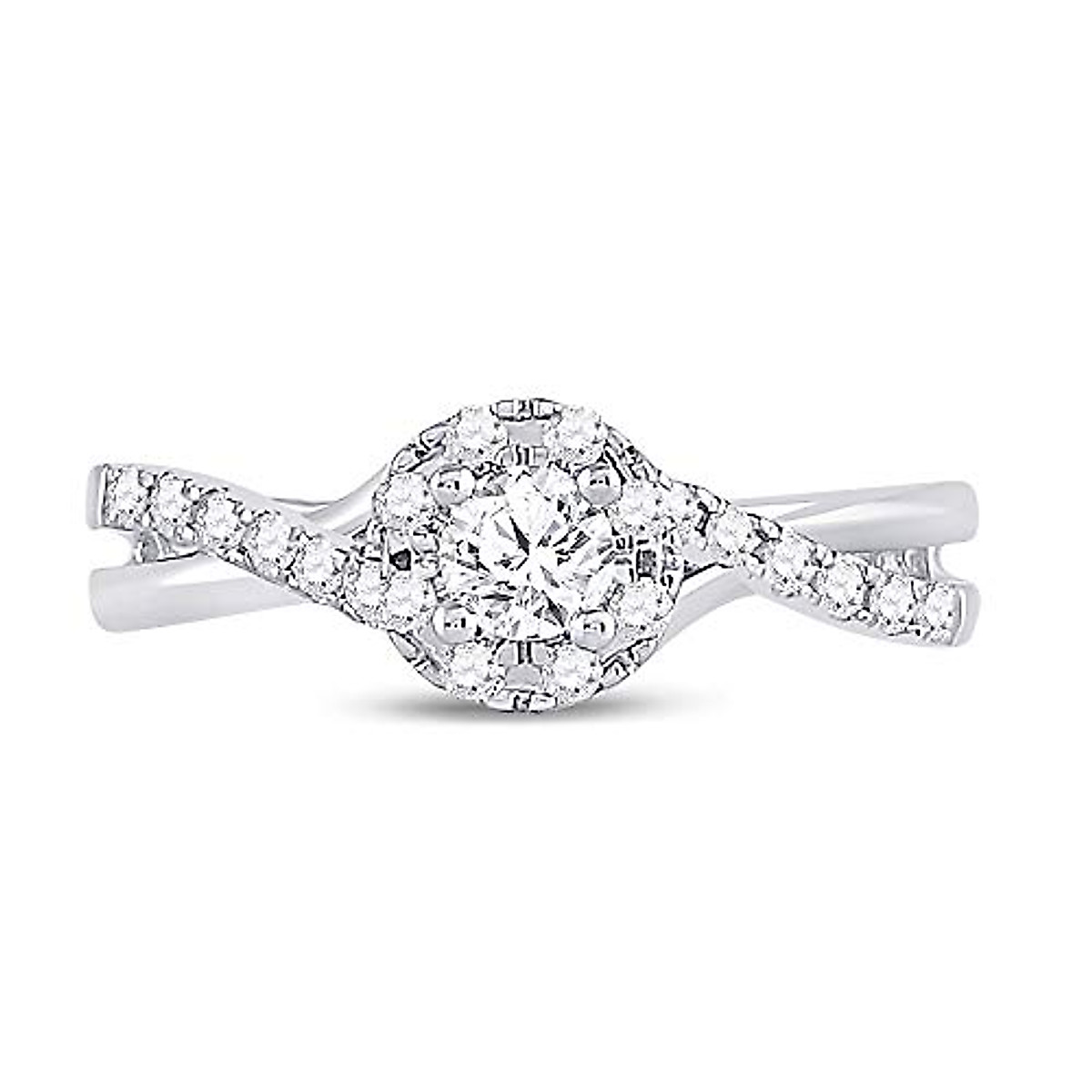Dazzlingrock Collection 14kt White Gold Womens Round Diamond Solitaire Bridal Wedding Engagement Ring 1/2 ctw