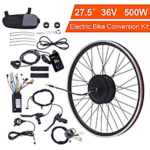 Bazargame Ebike Conversion Kit,Front Wheel 500W 36V Motor Electric Bike Conversion Kit for Kinds of Bicycles 27.5" Front Wheel Ebike，E-Bike kit for Commuter Bikes