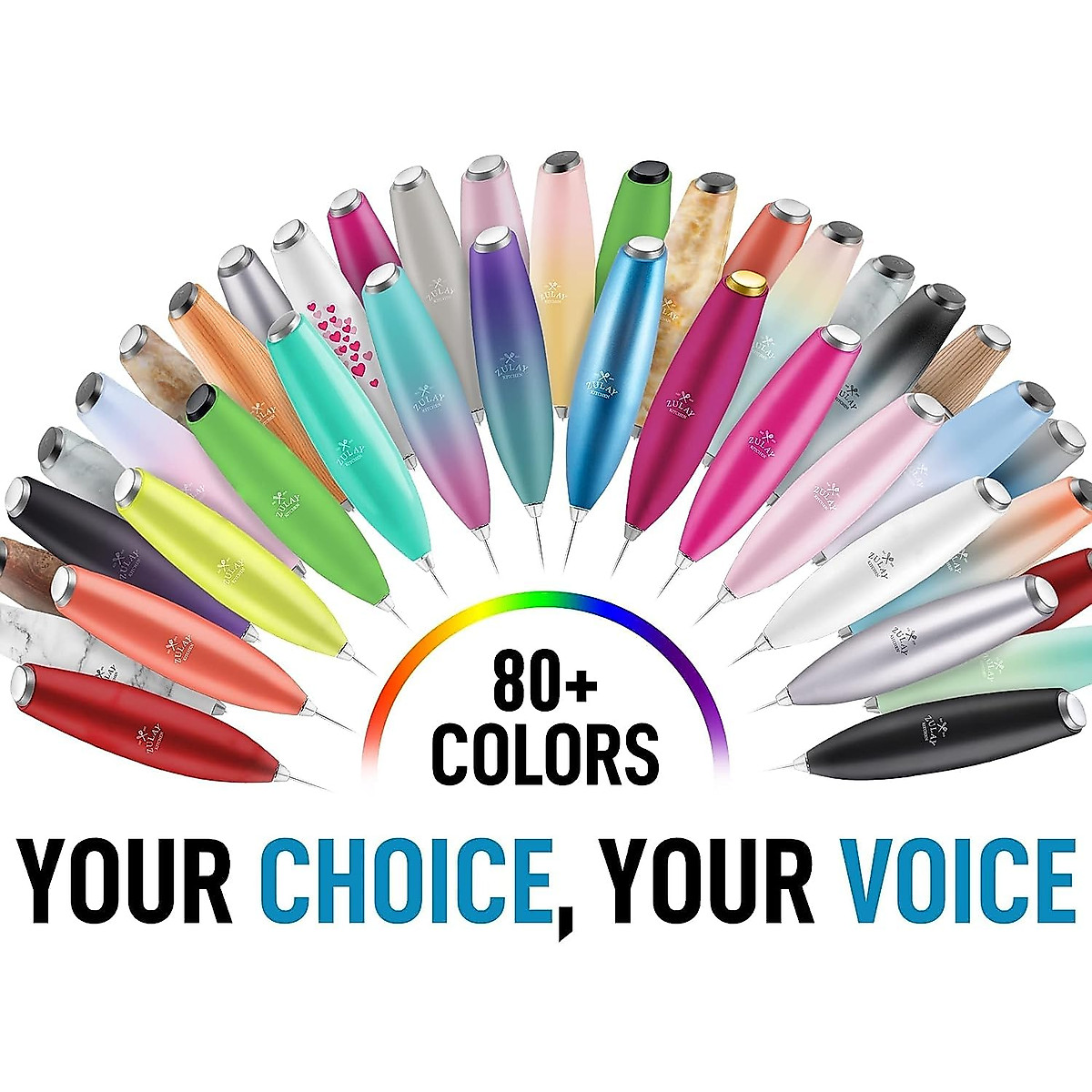 Zulay Powerful Milk Frother for Coffee with Upgraded Titanium Motor - Handheld Frother Electric Whisk, Milk Foamer, Mini Mixer & Coffee Blender Frother for Frappe, Latte, Matcha, No Stand - Silver