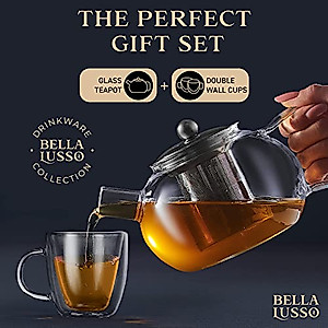 Glass Teapot with Infuser - Kettle for Loose Leaf & Blooming Tea - Stovetop & Microwave Safe Borosilicate Glass - 34oz Clear Pot with Removable Infusion - Premium Tea Maker with Gift Box & Bamboo Lid…