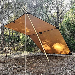 Bushcraftspain Waterproof Oilskin Tarp 6’7’’ x 8’2” - Brown Waxed Cotton Canvas Shelter for Survival,Bushcraft and Camping -Lightweight - Made in Spain