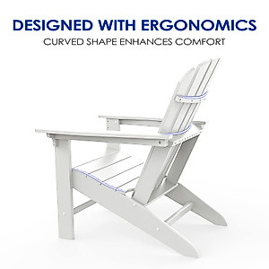 OTSUN Adirondack Chair, Large Lawn Chairs with 350 Lbs Weight Capacity, HDPE Outdoor Chairs Weather Resistant for Patio, Porch, Garden, Swimming Pool, Deck, White