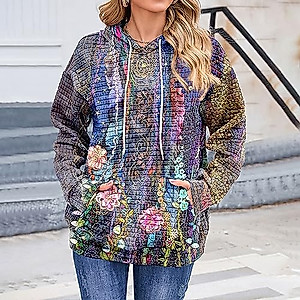 Generic Plus Size Fall Outfits for Women Homebody Sweatshirt Oversized Hoodies for Women Oversized Sweatshirt Drawstring Waffle Pullover Sweaters Printed Sweatshirts Workout Hooded Long Sleeved