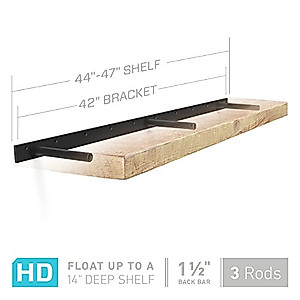 42" Long Heavy Duty Floating Shelf Hardware - for a 44" to 47" Shelf - Manufactured in USA