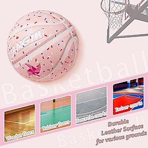 Kuangmi Macaron Kids Basketball Size 5 for Junior Children Boys Girls Indoor & Outdoor,Pink