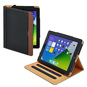 S-Tech 10.2 Case for Apple iPad 9th Generation 2021 / iPad 8th Generation 2020 / iPad 7th Generation 2019 - Leather Card Holder Wallet Magnetic Smart Cover Auto Sleep/Wake Stand with Pencil Holder