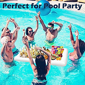 ALLADINBOX 4 Pack Inflatable Serving Bar, Ice Serving Buffet Salad Cooler Food Fruit Drink Containers with Drain Plug, Floating Tray Beverage BBQ Picnic Pool Party Supplies Inflatable Cooler, White