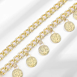 Sinalty Coin Waist Chain Gold Belly Chain Layered Body Chains Party Belly Body Jewelry Accessories for Women and Girls(B)