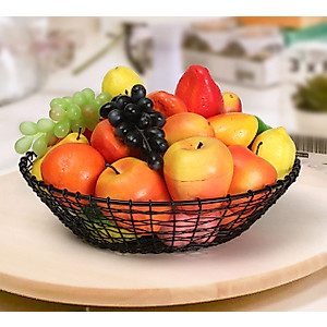 Wire Metal Black Fruit Bowl for Table Centerpiece, Modern Stylish Decorative Fruit Bowl for Kitchen Counter, Fruit Basket Perfect for Dining Table, Kitchen, Easter Decoration - 1 Pack - 13 Inch
