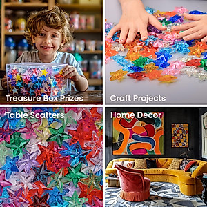 Plastic Stars - Gemstones and Crystals - Pack of 270pcs(1.32lb) Vase Filler - Jewels for Crafts - Fish Tank Rocks - Sensory Bin Filler - Gems for Crafting - Fake Ice - Aquarium Stones - Multicolored