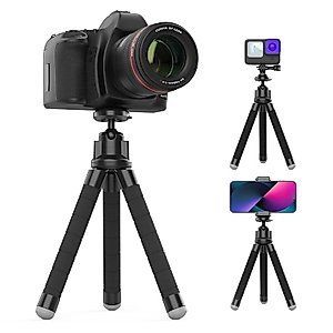 UBeesize Flexible Tripod with Quick-Release Plate for Camera and Cellphone, Mini Tripod Stand with Remote and Clip for Video Recording, Vlogging, Compatible with Smartphones,Gopro, Webcam