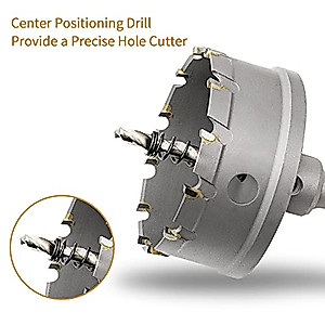 Meccion TCT Carbide Hole Saw Drill Bit 75mm 2-15/16" Heavy Duty Industrial Grade Hole Cutter for Stainless Steel, Metal, Alloy, Cast Iron, Copper