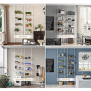 ALLZONE Over The Toilet Storage Cabinet, 4-Tier Over Toilet Bathroom Organizer, Adjustable Bathroom Shelves Over Toilet, Fit Most Showers on Above Toilet Storage, 93 to 116 Inch, Metal Shelves,White