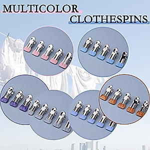 Clothes Pins for Hanging Clothes Clothespins - Colored Heavy Duty Clothespins for Clothesline, Stainless Steel Metal Clips for Clothes, Socks, Towel, Photo, Snack, 30 Pack