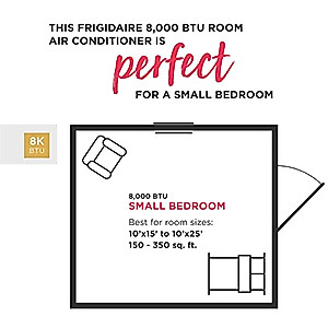 Frigidaire GHWQ123WC1 Inverter Quiet Temp Room Air Conditioner, 8,000 BTU with Wi-Fi Connected, Energy Star Certified, Easy-to-Clean Washable Filter, in White