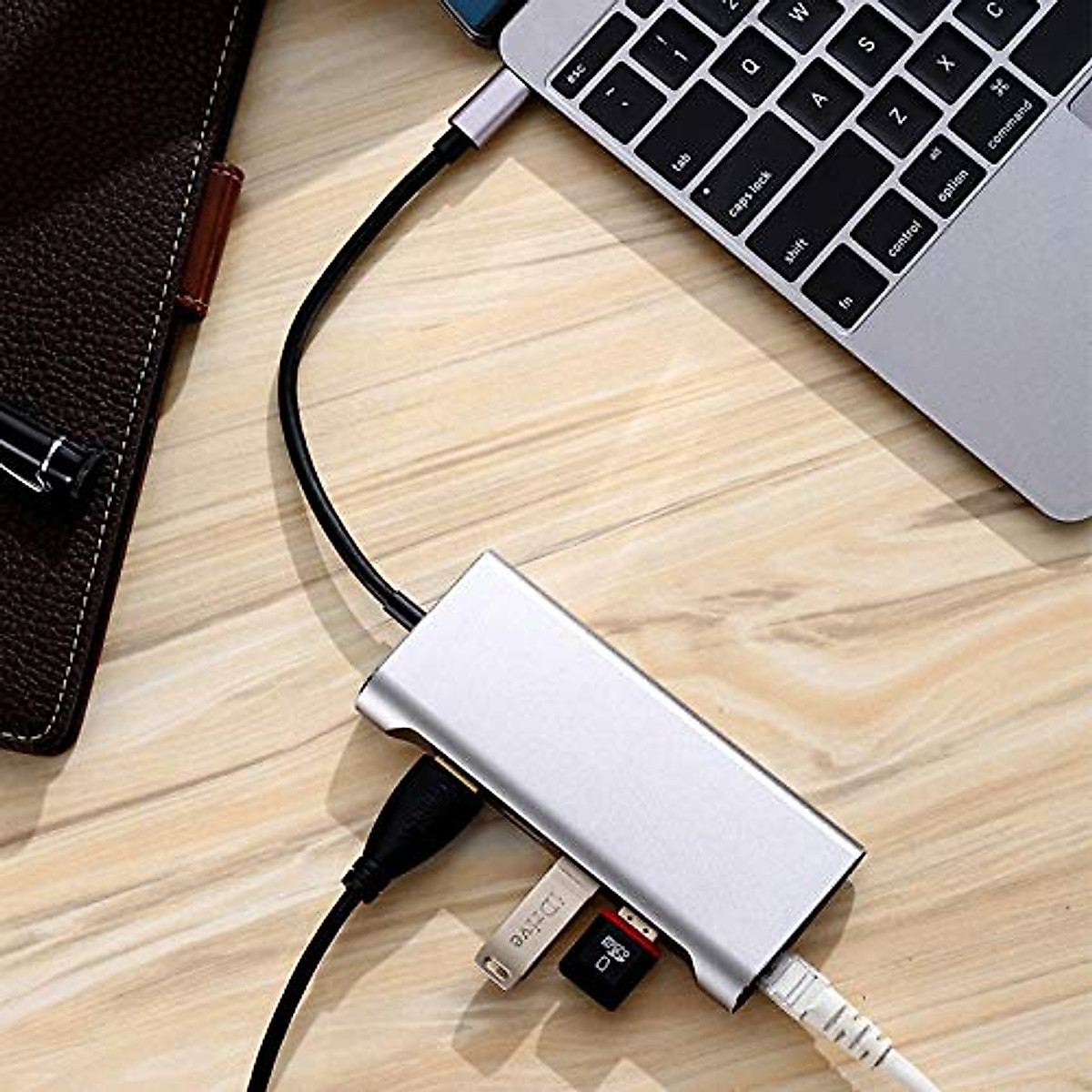 Leya-US Spare Part 6-in-1 USB 3.1 hub Type-C to USB 3.0 3 + HDMI 4K + RJ45 + PD Multi-Functional HD Docking Station Compatible for MacBook PC Millet Tablet (Color : Grey)