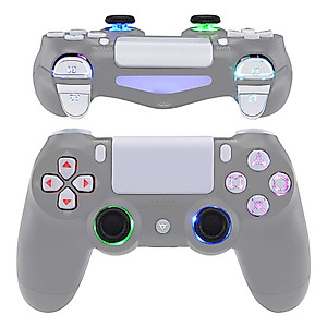 eXtremeRate Multi-Colors Luminated D-pad Thumbstick Trigger Home Face Buttons for PS4 Controller, White Classical Symbols DTFS (DTF 2.0) LED Kit for PS4 Slim Pro Controller - Controller NOT Included