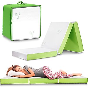 Cushy Form Floor Mattress - Foldable 4 Inch Foam Camping Bed w/Case for Adults & Kids - Folding Portable Bed for Travel, Van, Guest - Fold Up Pad - College Dorm Room Essentials for Girls and Guys