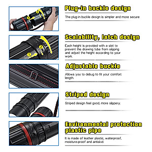 DEWEL Drawing Tube Blueprint Case Telescoping Art Tube Large Plastic Black Storage Tube Expands from 24 to 40 Inches Plastic Waterproof and Light Resistant Poster Tube with Strap