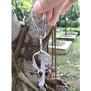 24- in-1 Key Shaped Pocket Tool, Keychain Multitool with Key Chain, Outdoor Keychain Tool, Best Gift for Dad, Husband, Boyfriend(Silver)