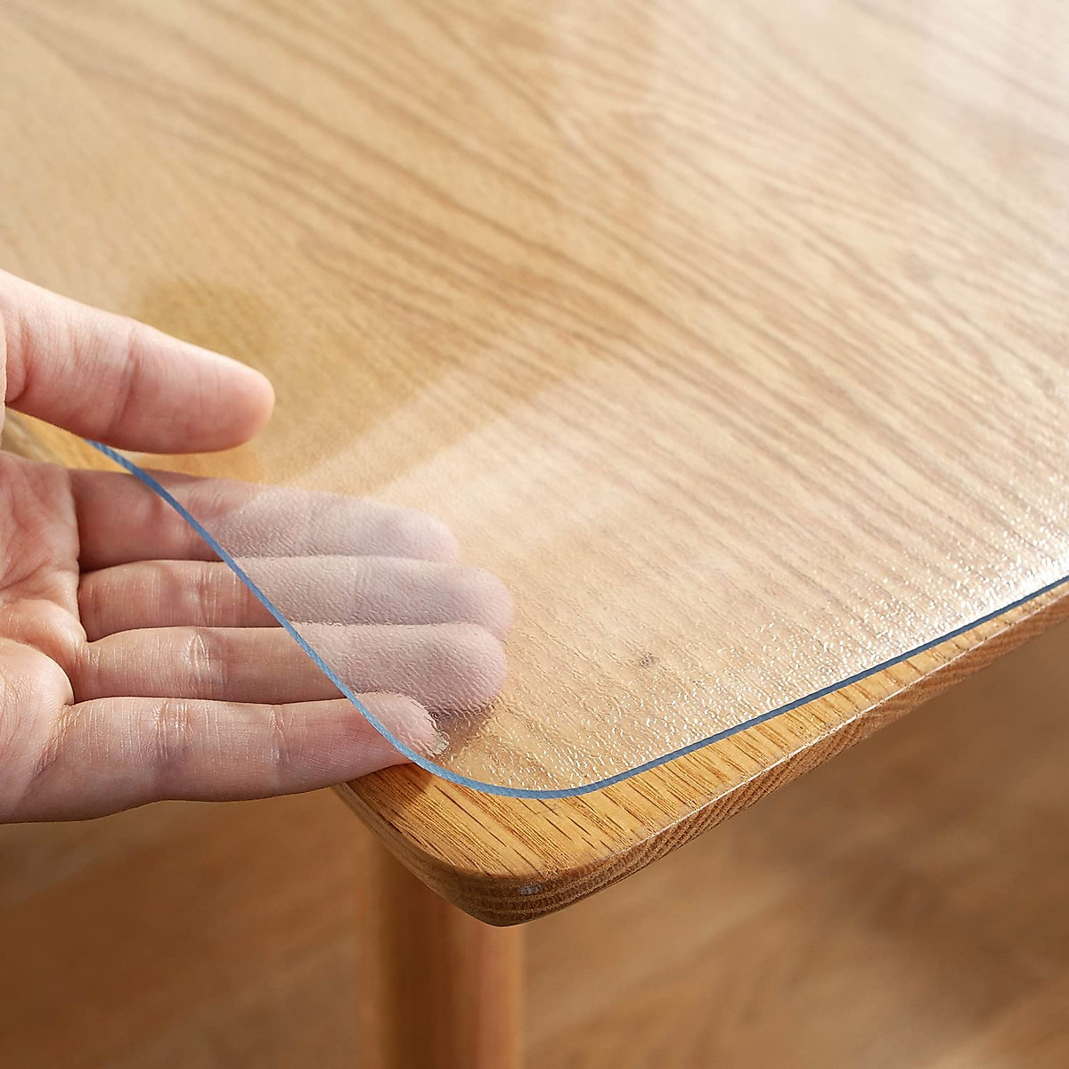 LovePads 1.5mm Thick 54 x 54 Inches Frosted Table Protector, Plastic Table Cover Protector, Clear Table Protector for Dining table Room, Plastic Tablecloth Protector, Vinyl Table Pads for Kitchen Wood