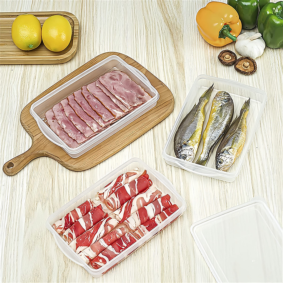 wulikanhua 2 Pack-Plastic Bacon Storage Containers with lids airtight Cold Cuts Cheese Deli Meat Saver Food Storage Container for Refrigerators,Freezer, Lunch Box Cookie Holder meal prep container