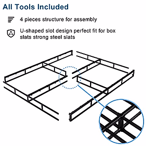 Gdduck Box Spring Full, 5 Inch Metal Full Size Box Spring Only Basics Bed Base, Mattress Foundation,Black Sturdy Heavy Duty Structure with Cover, Noise Free,Easy Assembly