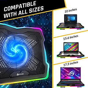KLIM Ultimate - RGB Laptop Cooling Pad with LED Rim - New 2024 - Gaming Laptop Cooler - USB Powered Fan - Very Stable and Silent Laptop Stand - Compatible up to 17" - PC Mac PS5 PS4 Xbox One
