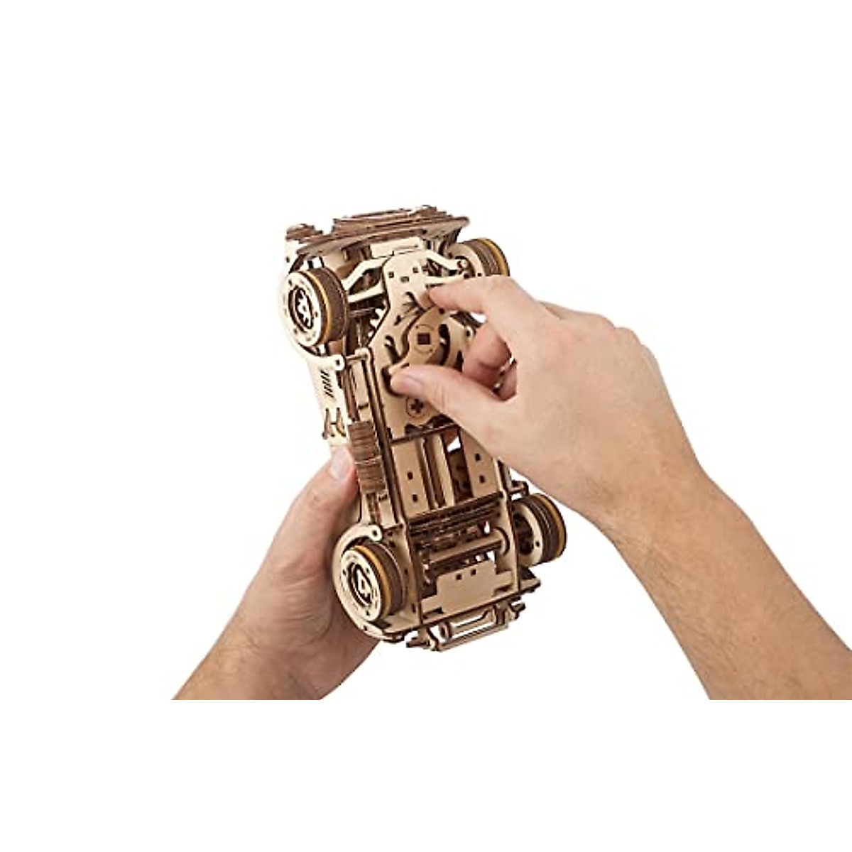 UGEARS Drift Cobra Racing Car Puzzle - Wooden 3D Puzzles for Adults Model Car Kit with Powerful Spring Motor - Retro Racing Car Model Building Kits Adult Puzzles - DIY Miniature Kit - 370 Pcs