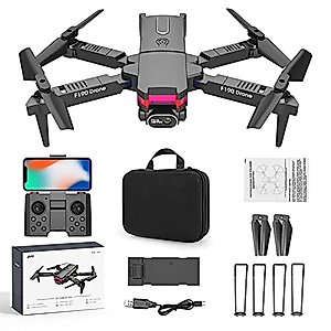 Daul 4K HD FPV Camera Remote Control Foldable Mini Drone - One Key Start Speed Adjustment Intelligent Obstacle Avoidance/Wide Angle FPV Live Video - Headless Mode, Toys for Adults Boys Girls (Black)