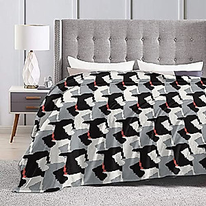 Maikeway Black Scottie Dogs Fleece Blanket Throw Warm Super Soft Comfort for Travel Outdoor Home 60"x50"